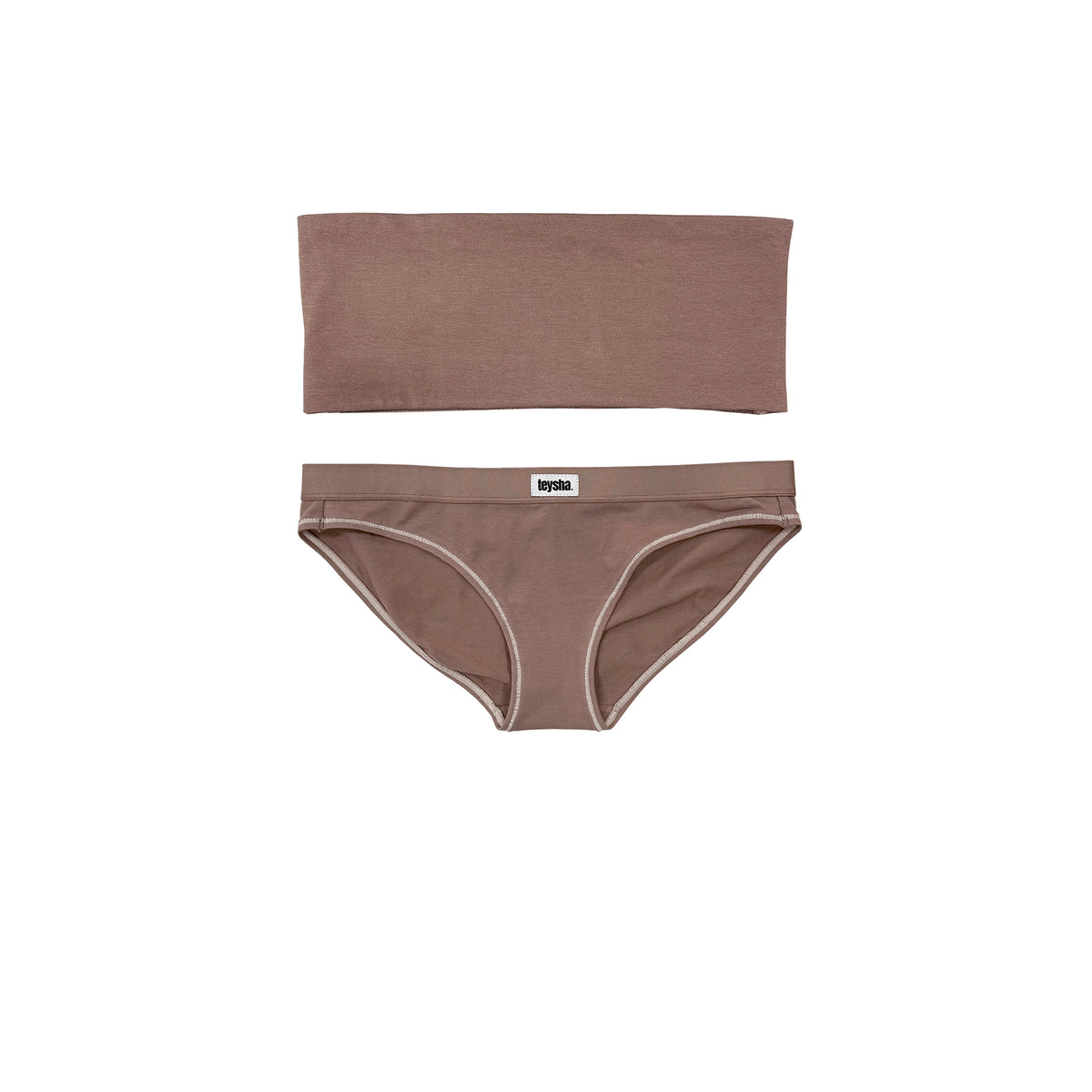 Set - cotton bandeau bra & cotton hipster underwear natural brown SAVE ...